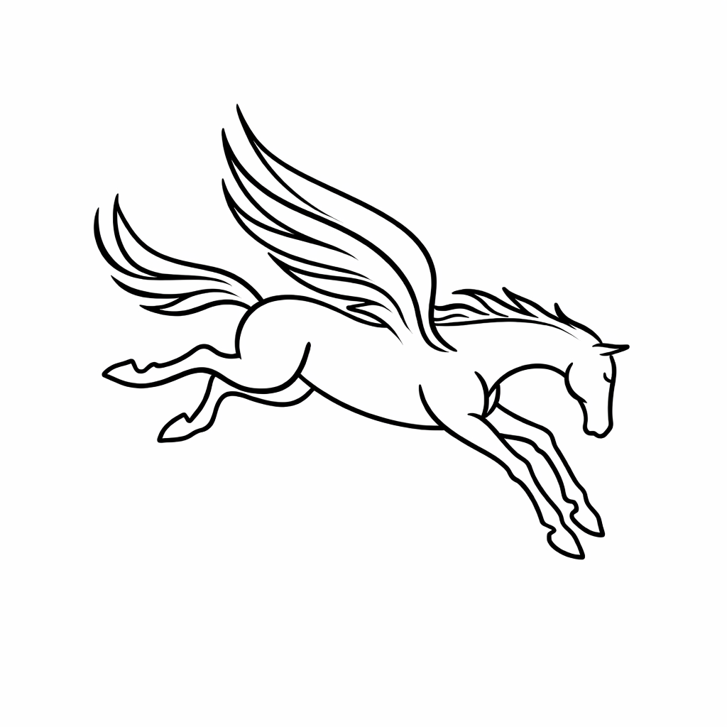 Mythology Pegasus Horse Line Art T-shirt - Celestial Reach – Picatshirt